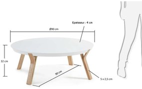Bílý lakovaný konferenční stolek Kave Home Dilos 90 cm
