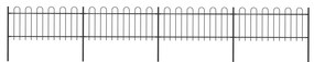 Zahradní plot s obloučky ocelový 6,8 x 0,8 m černý