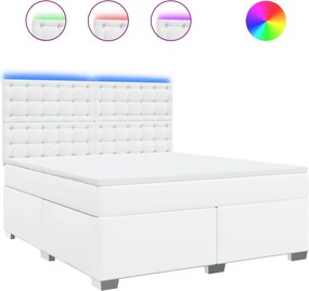 Box spring postel s matrací bílá 180x200 cm umělá kůže 3293033