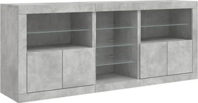 Příborník s LED osvětlením betonově šedý 162 x 37 x 67 cm 3209033