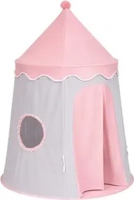 KIK Dětský stan na hraní Hrad šedo-růžový / Skládací / Výška 155 cm /