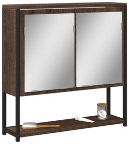 Petromila Koupelnová skříňka se zrcadlem hnědý dub 60x16x60 cm kompozit