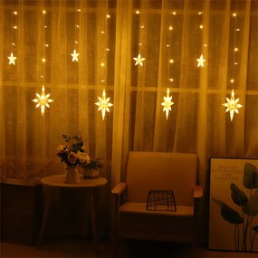 Vnitřní LED vánoční závěs - Osmicípé hvězdy , 3m, 138 LED, různé barvy na výběr Barva: Studená bílá