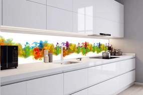 DIMEX | Fototapeta do kuchyně Barevný inkoust ve vodě KI-420-286 | 420 x 60 cm | vícebarevná, bílá