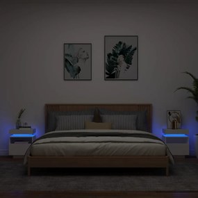 Noční stolky s LED osvětlením 2 ks bílé 40 x 39 x 48,5 cm