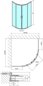 Polysan EASY BLACK čtvrtkruhový sprchový kout 80 x 80 x 190 cm L/R čiré sklo EL2515B