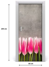 Samolepící fototapeta na dveře Růžové tulipány 85x205 cm