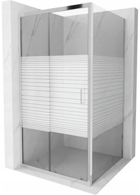 Mexen Apia rozsouvací sprchový kout 100 x 100 cm, Pruhy, Chromovaná - 840-100-100-01-20