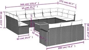 14dílná zahradní sedací souprava s poduškami černá polyratan 3224362