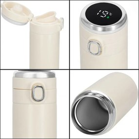 Nerezová termoska s teploměrem 420 ml SPRINGOS THERMOS krémová