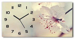 Wallmuralia Moderní skleněné hodiny na stěnu Květ višně 60x30 cm