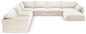 Béžová sametová rohová pohovka (levý roh/do "U") Vanda – Mazzini Sofas