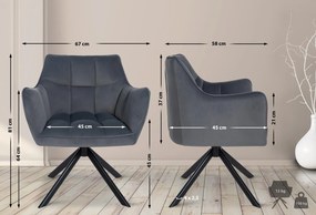 Jídelní židle Swing samet černá konstrukce – tmavě šedá