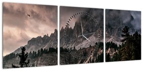 Obraz skalnatých hor (s hodinami) (90x30 cm)