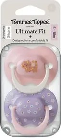 Tommee Tippee Ultimate Fit DECO silikonový dudlík 6-18 m GIRL 2ks - ví