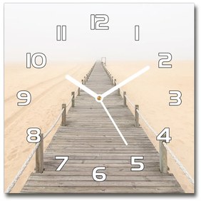 Wallmuralia Skleněné hodiny čtverec Stezka na pláži 30x30 cm