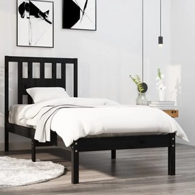 vidaXL Rám postele masivní dřevo 90 x 190 cm Single [3104031] Barva: Černá