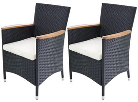 Zahradní židle 2 ks s poduškami polyratan černé - Default Title