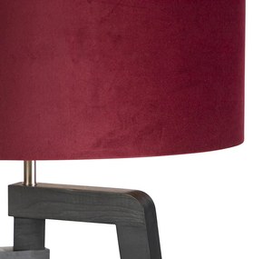 Stojací lampa stativ černá s červeným odstínem a zlatem 50 cm - Puros