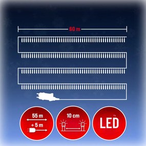 Monzana Vánoční světelný řetěz SIMPLE, 60m, teplá bílá