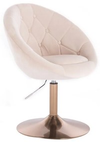 LuxuryForm DESIGN Křeslo VERA VELUR na zlatém talíři - krémové