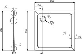 Aqualine Tecmi PQ008 čtvercová sprchová vanička 80 x 80 cm litý mramor