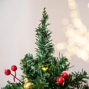 HOMCOM Mini vánoční ozdoba na vánoční stromek Vánoční dekorace, včetně vánočních ozdob a LED světýlek 60 cm, vícebarevné