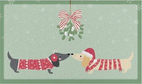 Rohožka s vánočním motivem z recyklovaného plastu 40x70 cm Christmas Sausage Dogs – Artsy Doormats