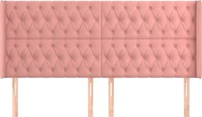 Čelo postele typu ušák růžové 183x16x118/128 cm samet 3119981