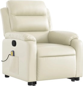 Zvedací masážní polohovací křeslo krémové umělá kůže 3205050