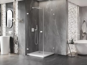 Mexen Lunar-B, výklopný sprchový kout levý 100 x 100 cm, 8mm čiré sklo, bílý profil, 832-100-100-20-00-L