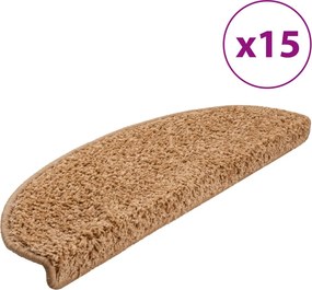 Schodové rohože 15 ks 65 x 21 x 4 cm béžové, půlkulaté, velké 133902