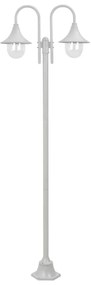 Zahradní sloupová lampa 2 ramena - hliník - bílá | 220 cm