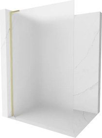 Mexen Kioto L, sprchová zástěna Walk-In 90 x 200 cm, 8mm sklo námraza, zlatý matný profil, 800-090-103-55-30