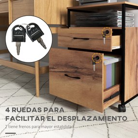 Vinsetto kancelářský filingový kabinet s klíči, mobilní filingový kabinet na kolečkách, 2 zásuvky, závěsná tyč pro dokumenty velikosti A4, 44x40x66.5…