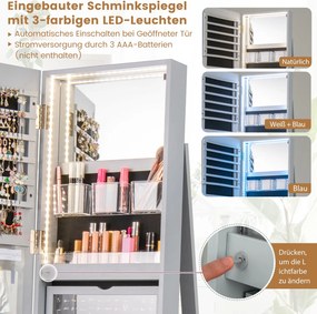 Costway Šperkovnice otočná o 360° s tříbarevnými LED světly Volně