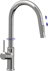 Invena Farsala, dřezová baterie s výsuvnou 2-funkční výlevkou h-433, chromová, INV-BZ-40-U01-S