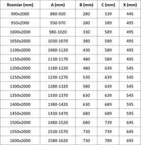 Mexen Exo, 1-křídlé dveře do otvoru 130x200 cm, 6mm čiré sklo, černý profil, 819-130-000-70-00