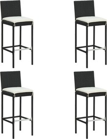 5dílný zahradní barový set s poduškami černý polyratan 3187642