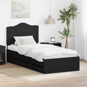 Rám postele se zásuvkou Černý 90 x 200 cm Inženýrské dřevo 3413451