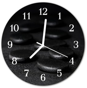 Skleněné hodiny kulaté Zenové kameny fi 30 cm