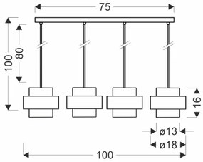 Lustr na lanku SPIEGA 4xE27/60W/230V zlatá/černá