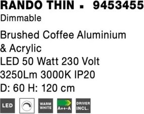 Závěsné LED svítidlo NOVA LUCE RANDO THIN 50W 3000K 9453455 stmívatelné Triac