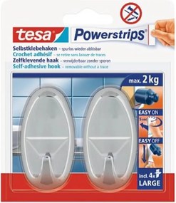 tesa Samolepicí háčky Powerstrips L velké oválné, chrom, 2 ks