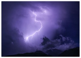 Skleněný obraz - fialová obloha a blesk (70x50 cm)