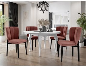 Skládací stůl Julia FI 120 se 4 židlemi ST106 08, barva: černá, Barva stolu: bíly lesk, Potah: Magic Velvet 2216