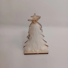 Dřevěná dekorace na stůl stromeček s rolničkami, 8,5 × 4,5 × 14 cm, stojící