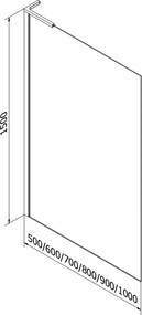 Mexen Next L, 1-křídlová vanová zástěna 90 x 150 cm, 6mm čiré sklo-černý vzor, ​​grafitový profil, 895-090-000-03-77-95