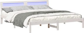 Rám postele s čelo Bílá 200 x 200 cm Masivní borové dřevo 3385743