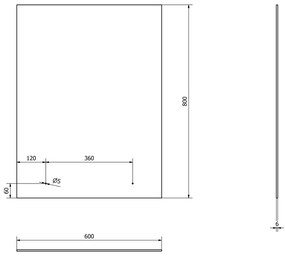 Aqualine Zrcadlo s otvory pro polici 60x80cm, včetně závěsů - 22430